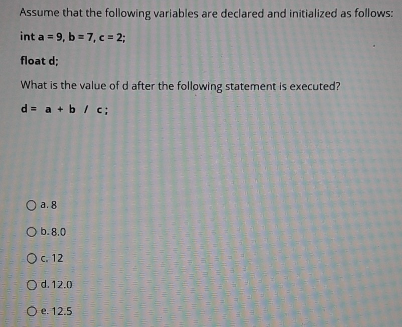 Solved Assume that the following variables are declared and | Chegg.com
