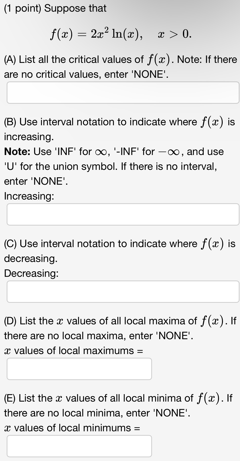 Solved F) ﻿Use interval notation to indicate where f(x) ﻿is | Chegg.com