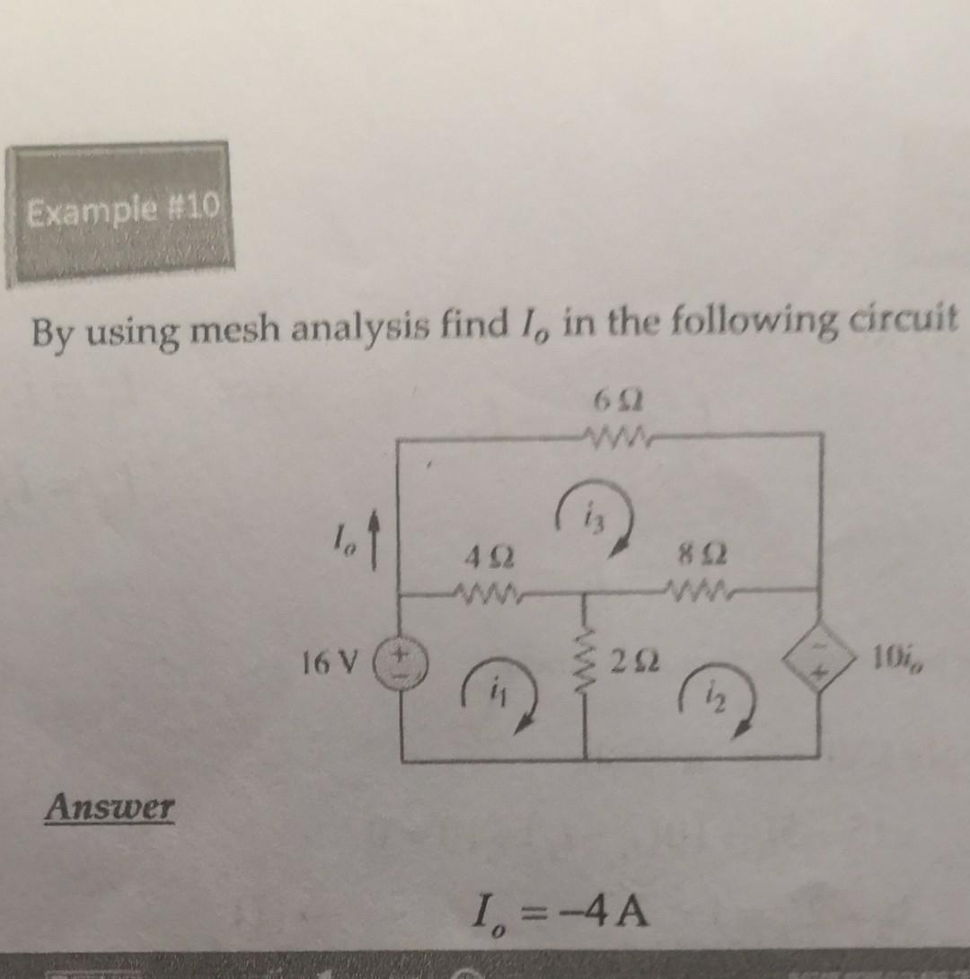 Solved By using mesh analysis find Io in the following | Chegg.com