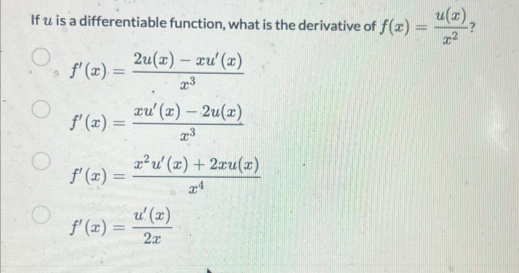 Solved If u ﻿is a differentiable function, what is the | Chegg.com