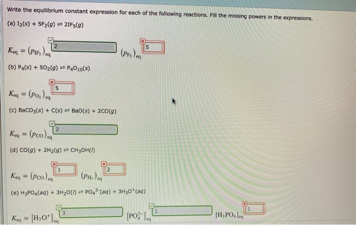 Solved Write the equilibrium constant expression for each of | Chegg.com