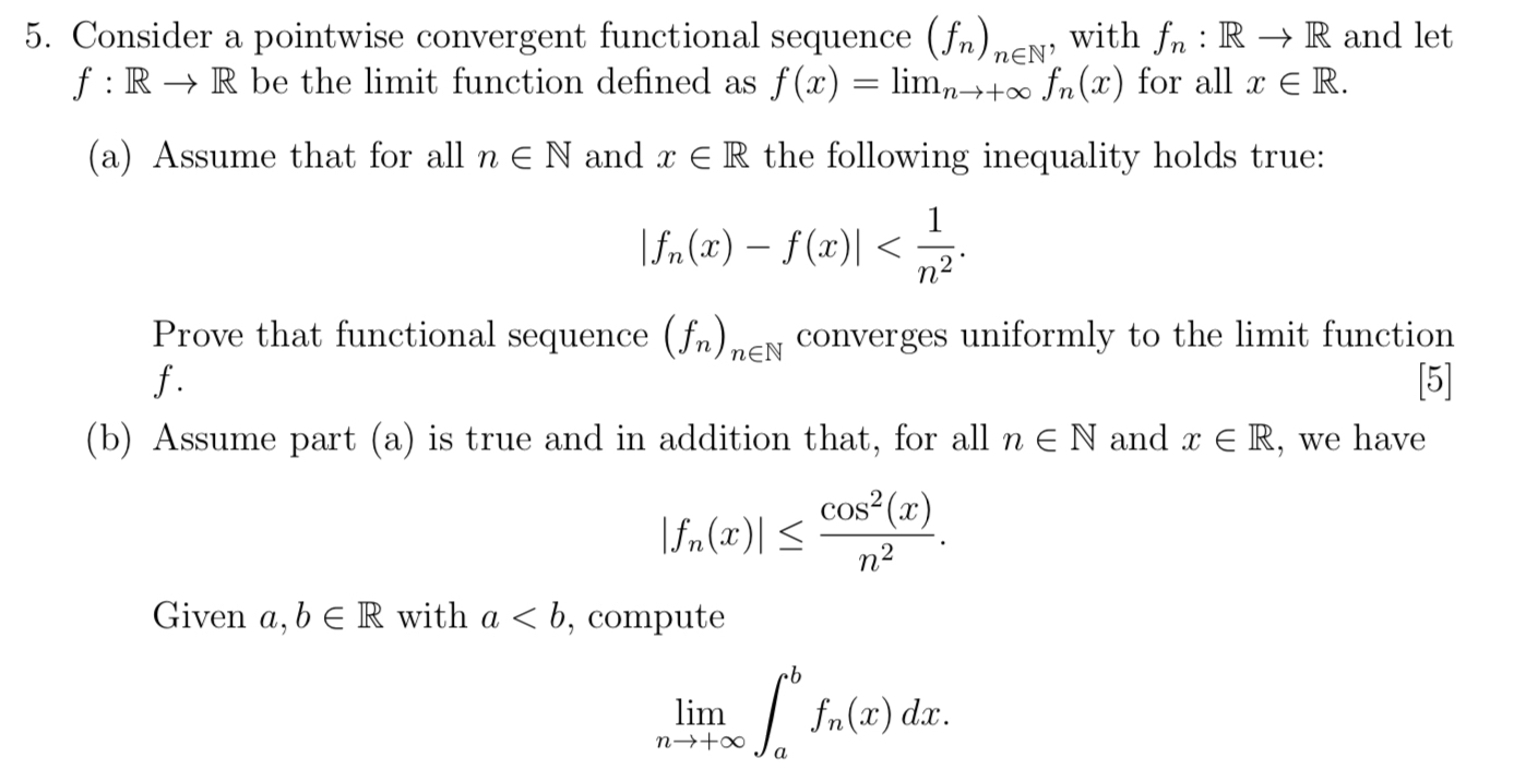 Consider a pointwise convergent functional sequence | Chegg.com