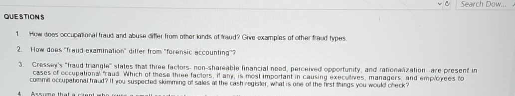 Solved QUESTIONSHow does occupational fraud and abuse differ | Chegg.com