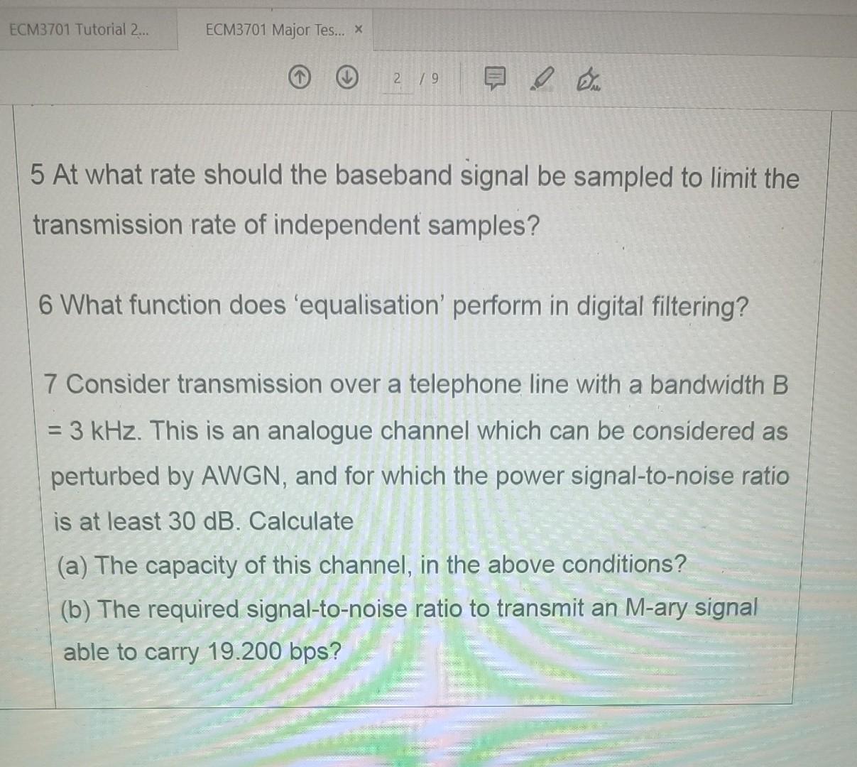 Solved 5 At what rate should the baseband signal be sampled | Chegg.com