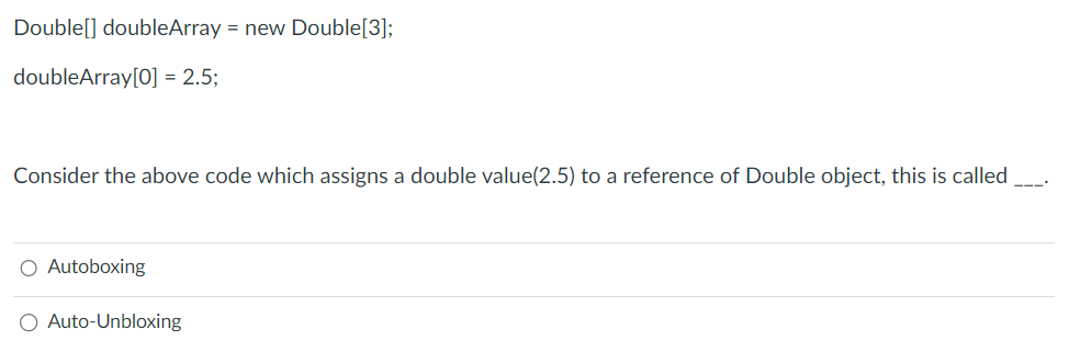 Solved Double[] ﻿doubleArray = ﻿new Double[3];doubleArray | Chegg.com