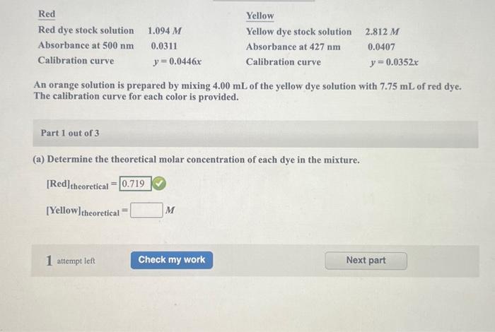 Solved An orange solution is prepared by mixing 4.00 mL of | Chegg.com