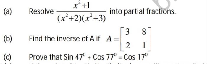 Solved (a) x? +1 Resolve into partial fractions. | Chegg.com