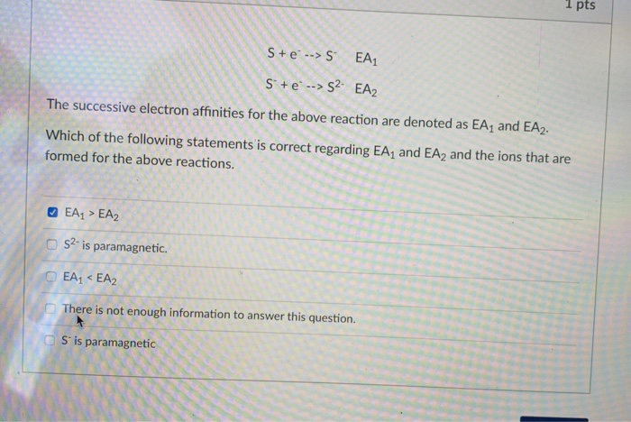 Solved 1 pts S+ e --> EA1 5 + e --> 52 EA2 The successive | Chegg.com