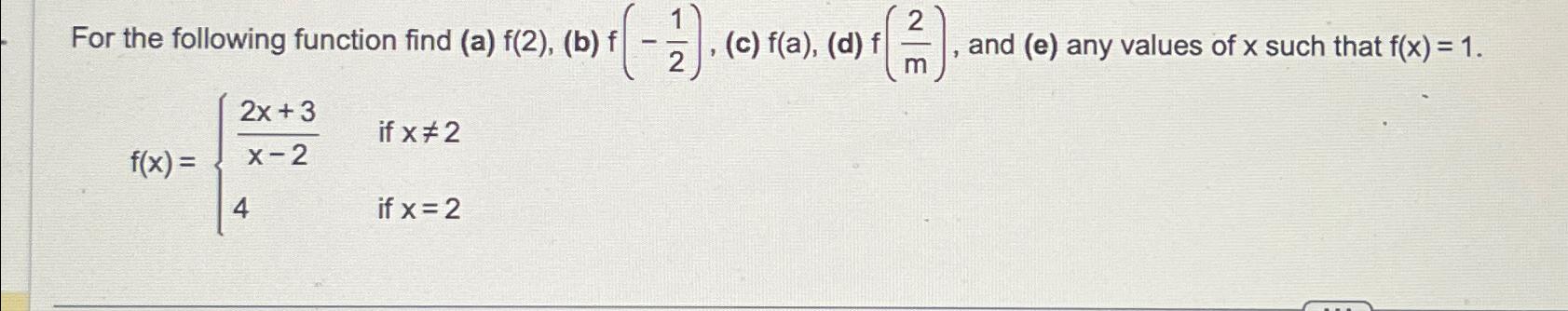 Solved For the following function find | Chegg.com