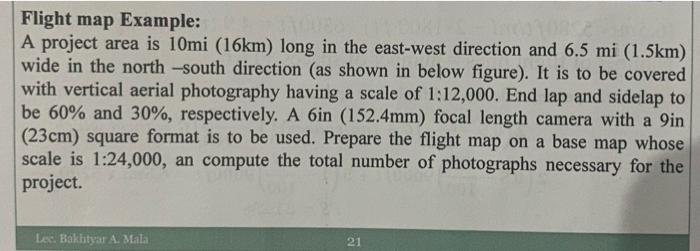 Flight map Example: A project area is 10mi(16 km) | Chegg.com