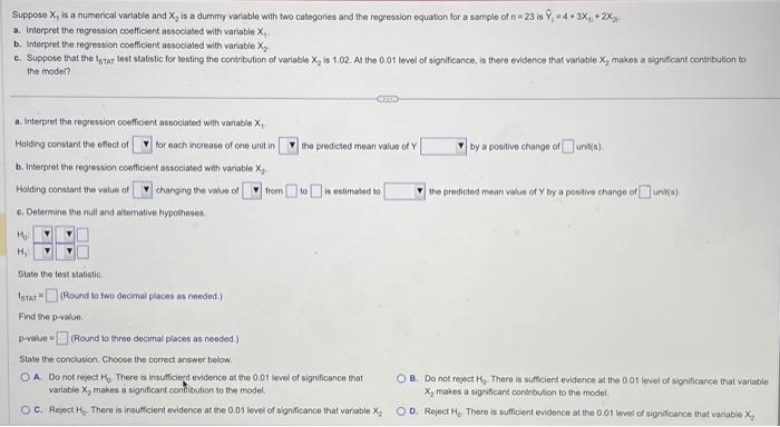 Solved Suppose X1 is a numerical variable and X2 is a dummy | Chegg.com