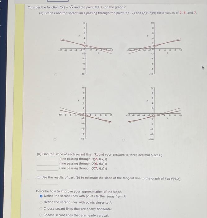 Solved Consider the function(x) = Vx and the point P(4,2) on | Chegg.com