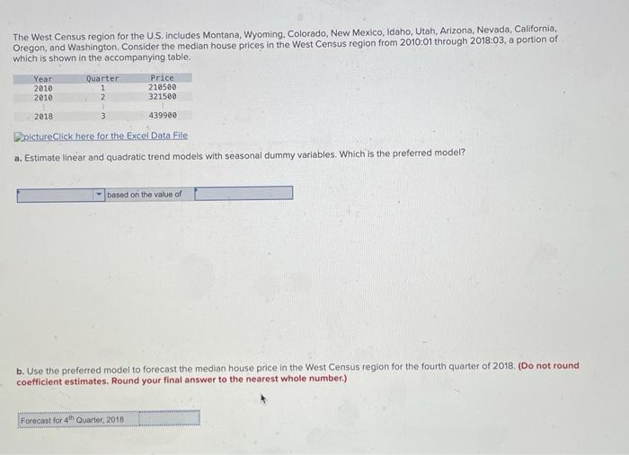 Solved The West Census region for the U.S. Includes Montana, | Chegg.com