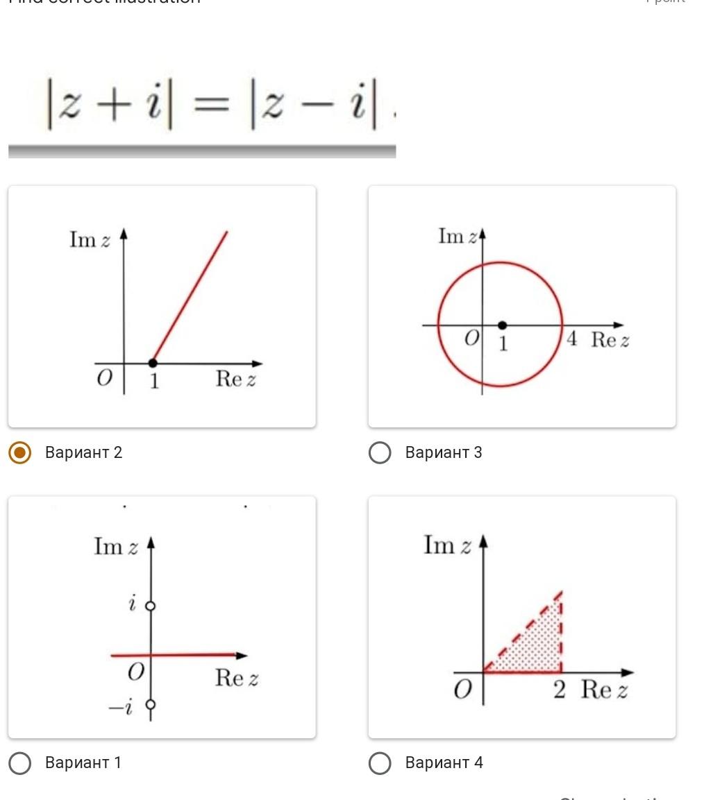 Solved |z +і = |z — і Im z Im 24 "/ ) 4 Rez о 1 Rez Вариант | Chegg.com