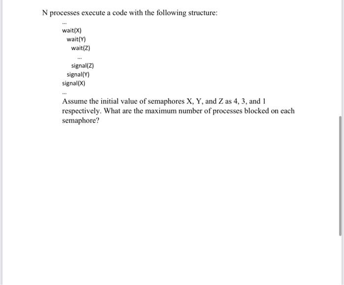 Solved N processes execute a code with the following | Chegg.com
