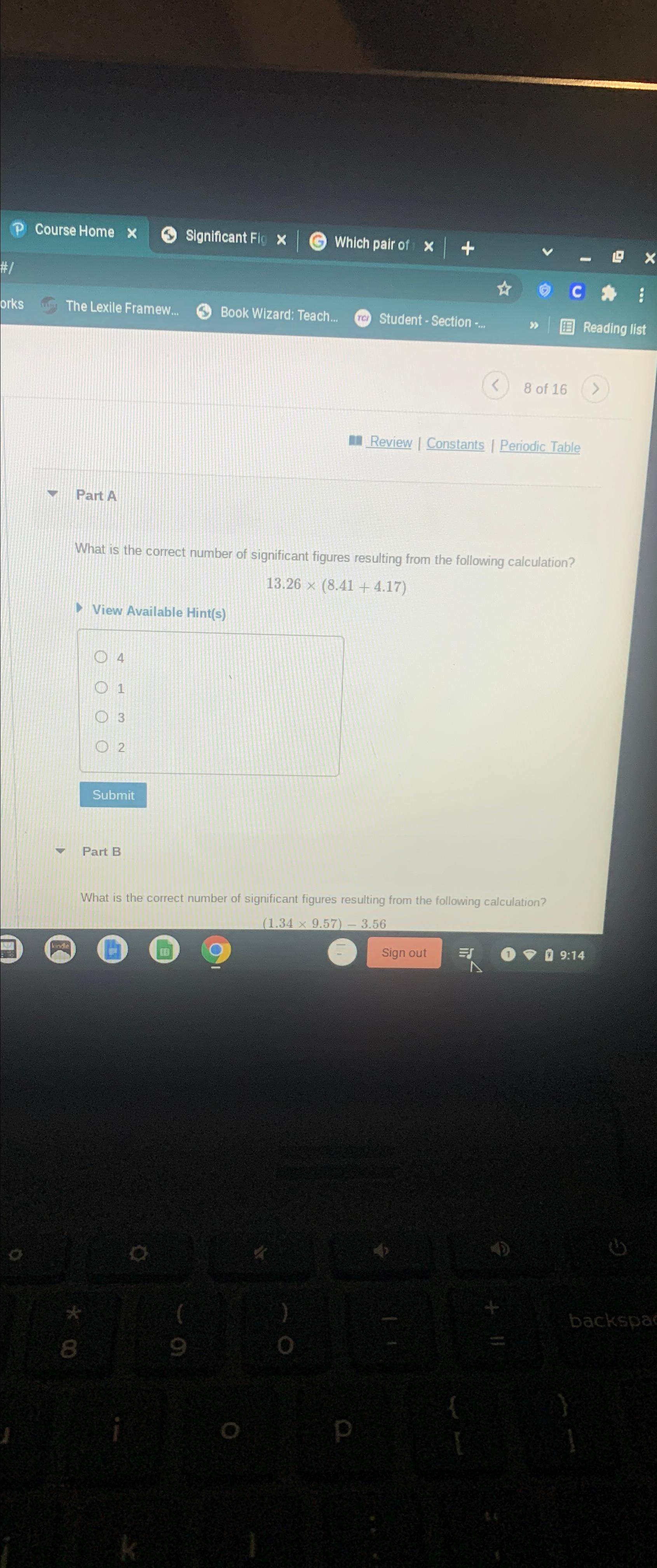 Solved Course Home\\nSignificant Fi o x\\nWhich pair of\\n8 | Chegg.com