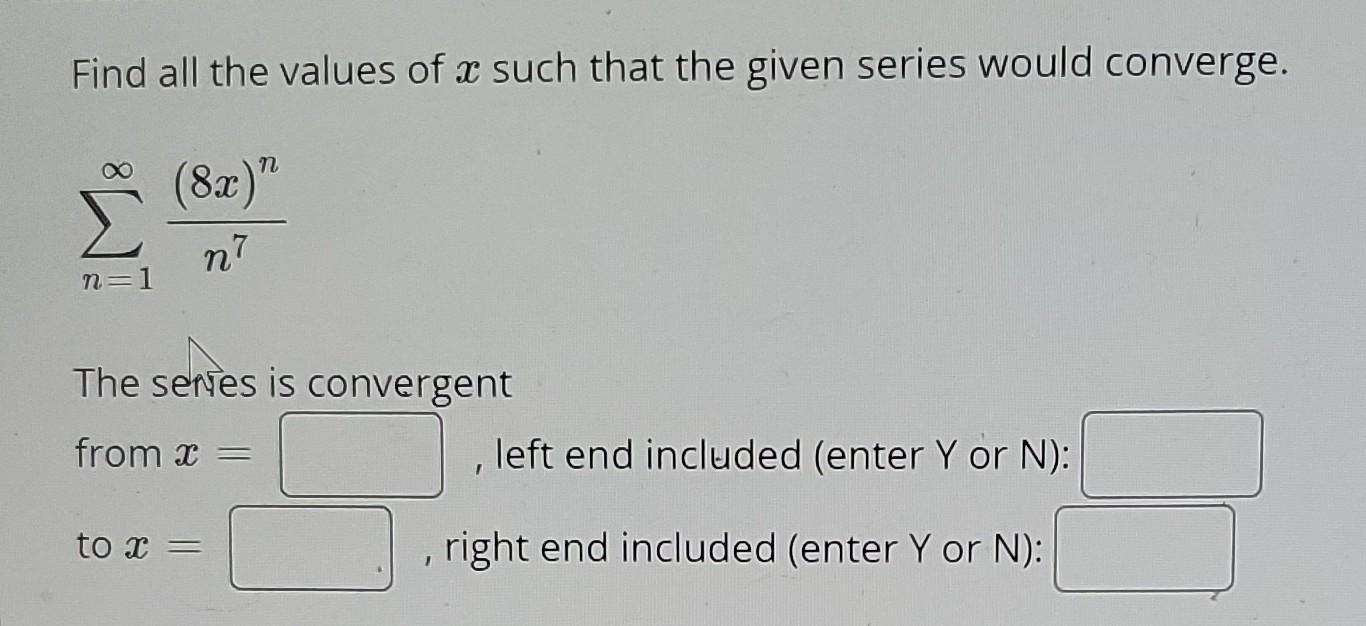 Solved Find all the values of a such that the given series | Chegg.com