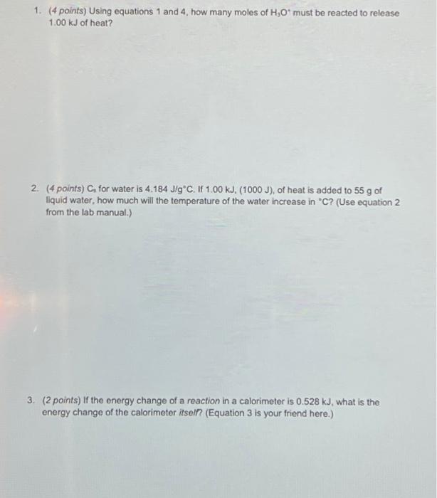 Solved 1. (4 points) Using equations 1 and 4 , how many | Chegg.com