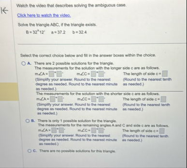 Solved Watch the video that describes solving the ambiguous | Chegg.com