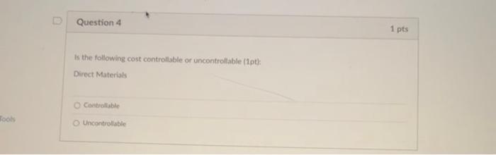Solved Is the following cost controllable or uncontrollable | Chegg.com