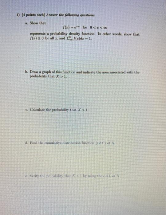 Solved 4) 4 points each) Answer the following questions, * | Chegg.com