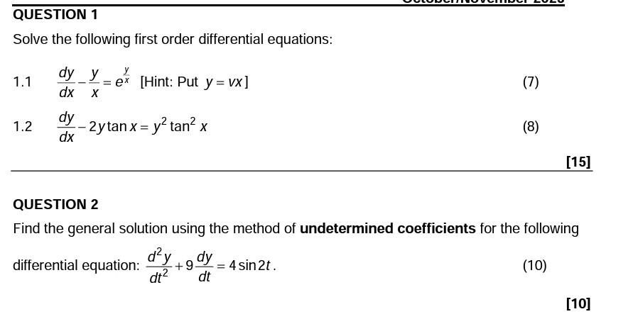 Solved Solve the following first order differential | Chegg.com