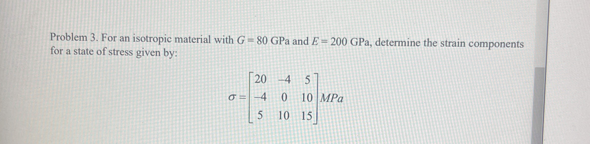 Solved Problem 3. ﻿For an isotropic material with G=80GPa | Chegg.com