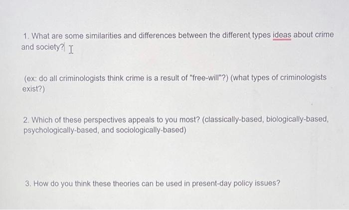 Solved 1. What are some similarities and differences between | Chegg.com