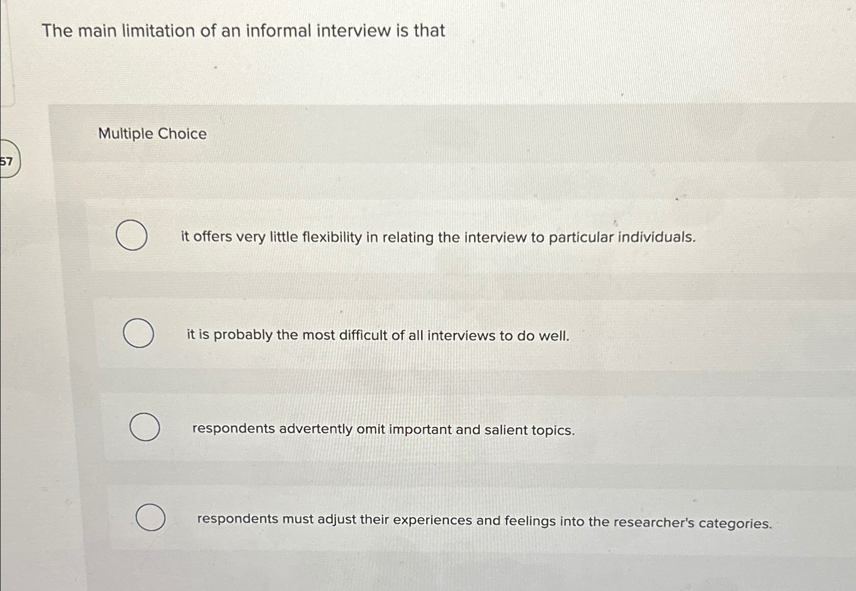 Solved The main limitation of an informal interview is | Chegg.com