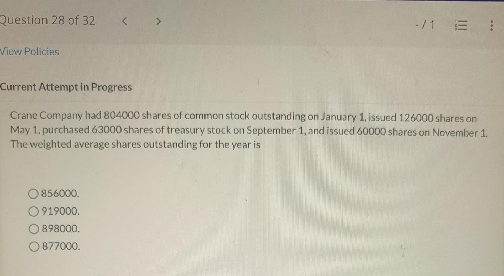 Crane Company had 804000 shares of common stock | Chegg.com
