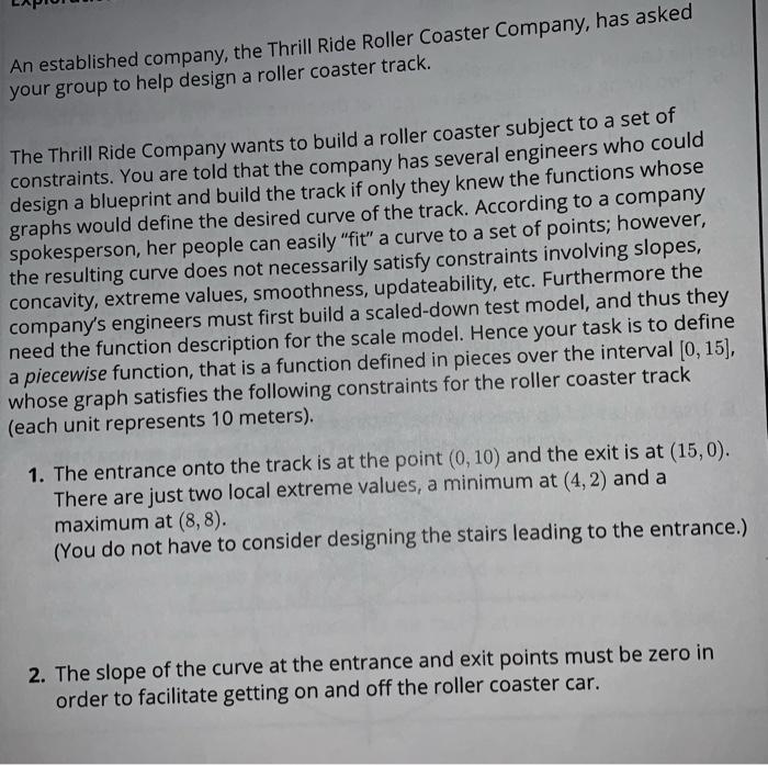 Solved An established company, the Thrill Ride Roller | Chegg.com