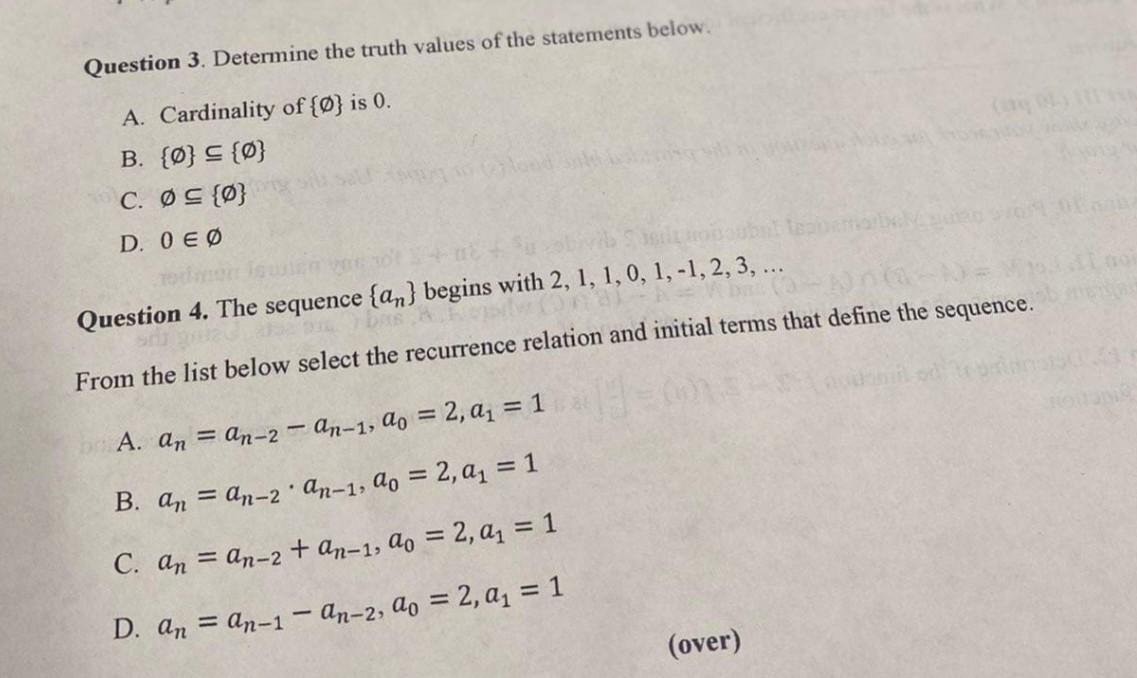 Solved Question 3. Determine the truth values of the | Chegg.com