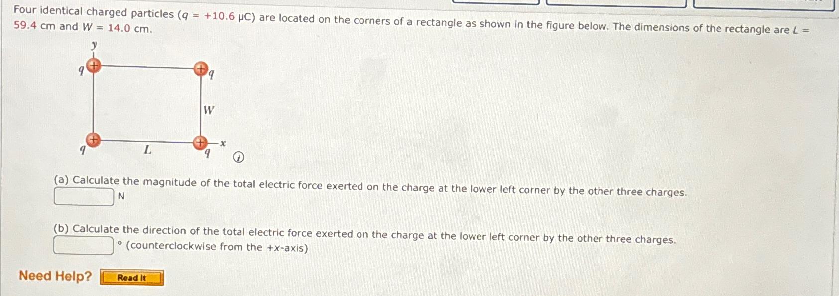 Solved Four identical charged particles | Chegg.com
