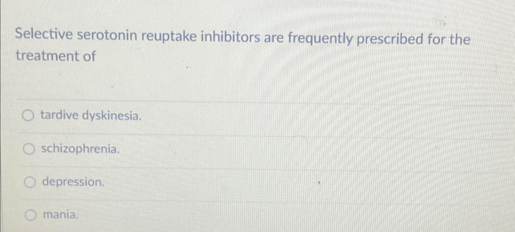 Solved Selective Serotonin Reuptake Inhibitors Are