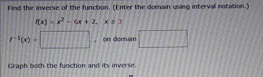 Solved Find the inverse of the function. (Enter the domain | Chegg.com