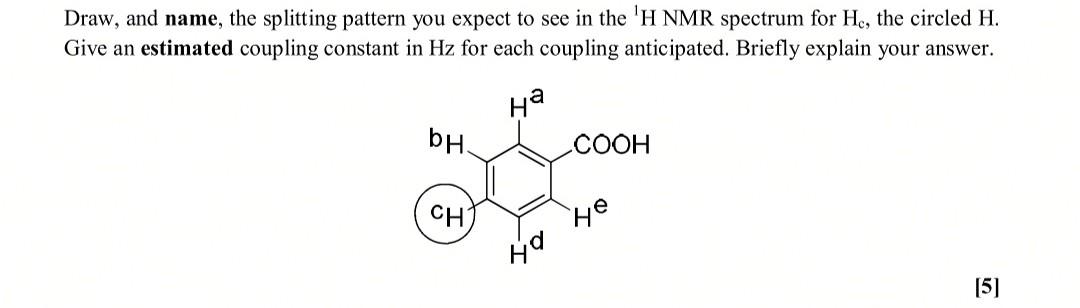 Solved Draw, and name, the splitting pattern you expect to | Chegg.com