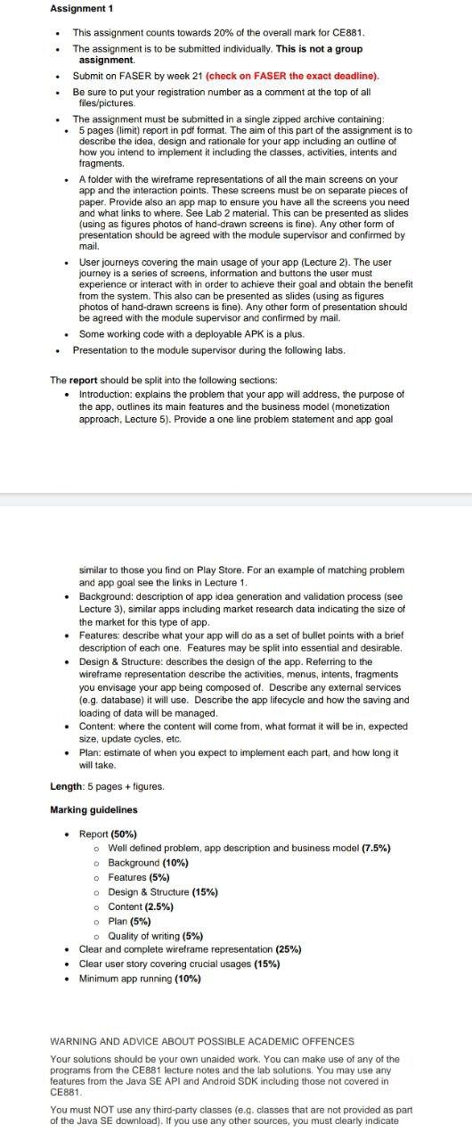 Solved Assignment 1 - This assignment counts towards 20% of | Chegg.com