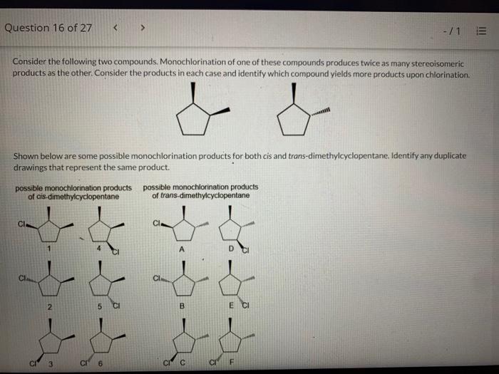 Solved Question 16 of 27 -/1 III Consider the following | Chegg.com