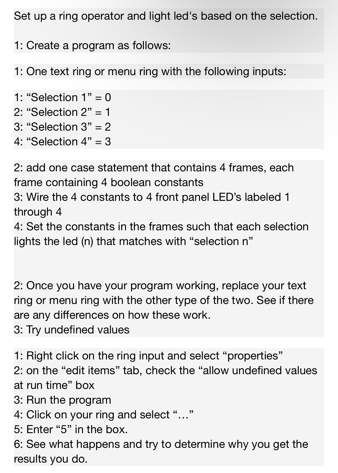 Solved Set up a ring operator and light led's based on the | Chegg.com