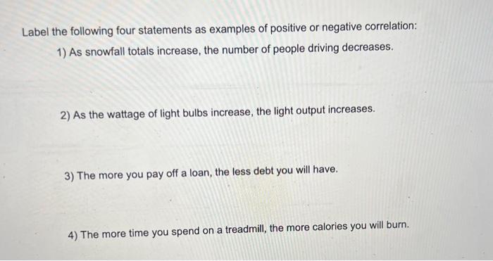 Solved el the following four statements as examples of | Chegg.com