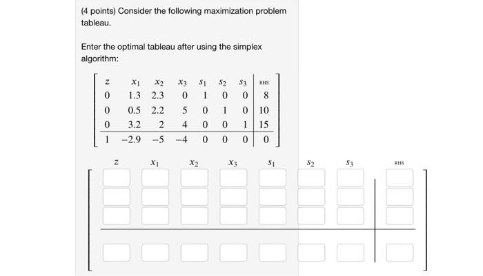 Solved (4 points) Consider the following maximization | Chegg.com