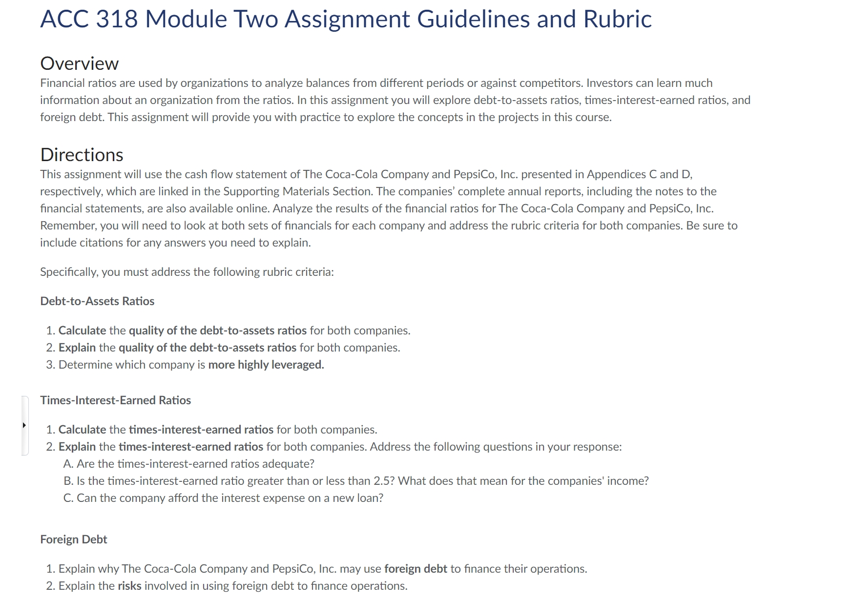 Solved ACC 318 ﻿Module Two Assignment Guidelines and | Chegg.com