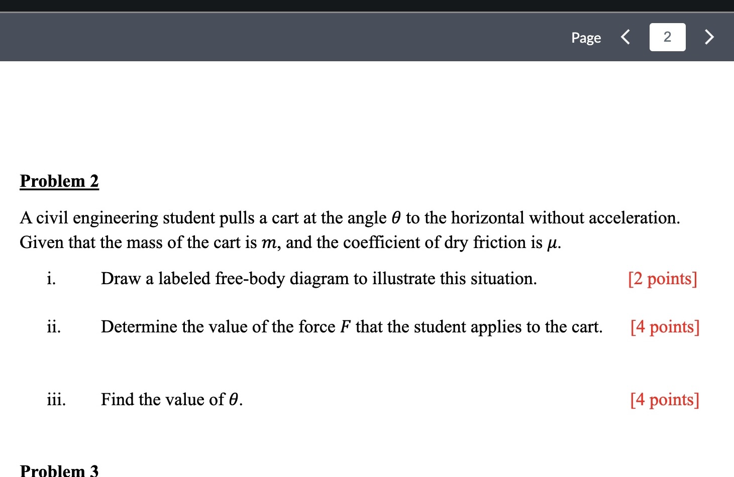 Solved A civil engineering student pulls a cart at the angle | Chegg.com