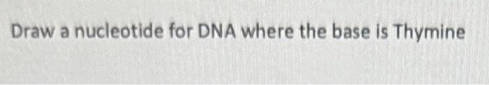Solved Draw a nucleotide for DNA where the base is Thymine | Chegg.com