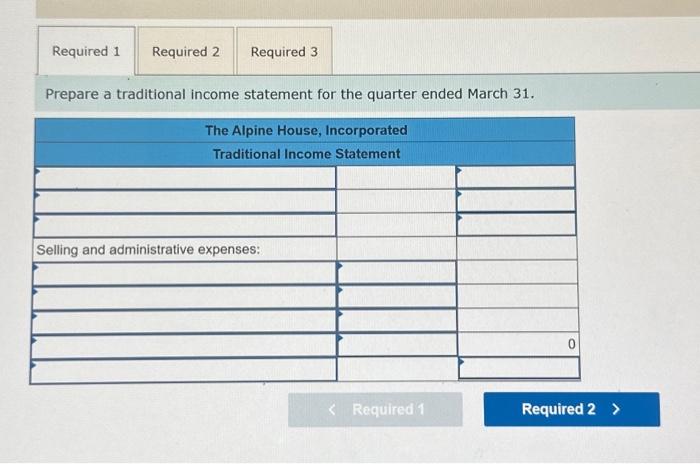 Solved Prepare a traditional income statement for the | Chegg.com