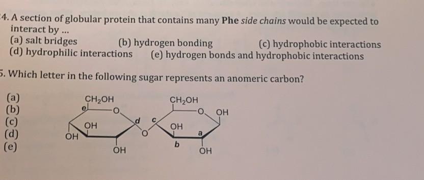 Solved 4. A section of globular protein that contains many | Chegg.com