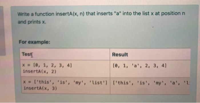 Solved Write a function insertA(x, n) that inserts "a" into | Chegg.com