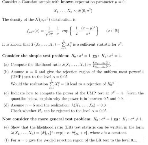 Solved Consider a Gaussian sample with known expectation | Chegg.com