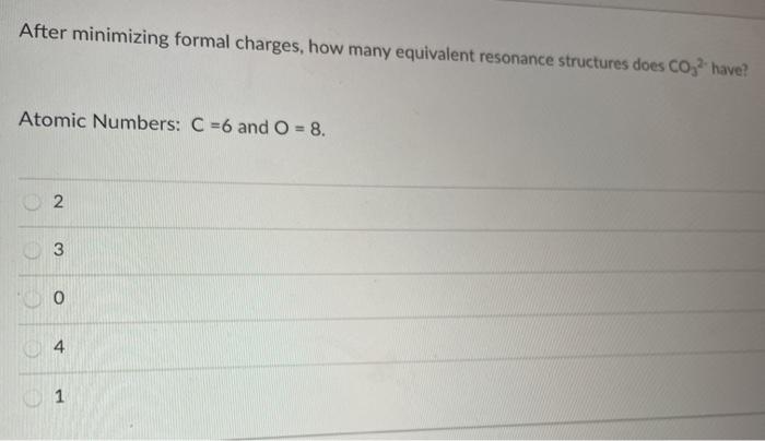Solved After minimizing formal charges, how many equivalent | Chegg.com