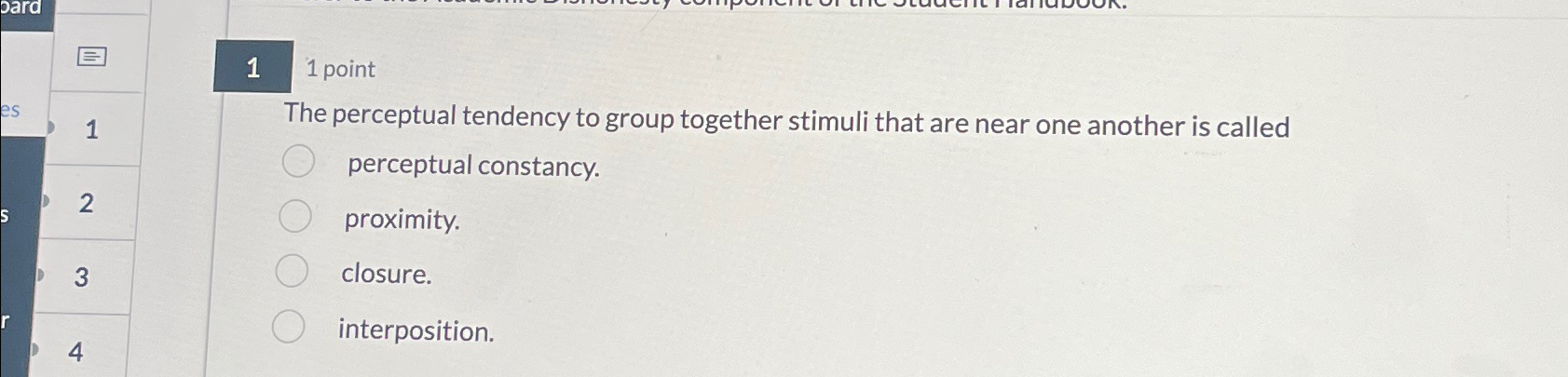 Solved 11 ﻿pointThe perceptual tendency to group together | Chegg.com